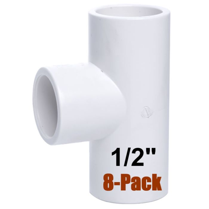 247WorkShop 8-Pack 1/2" PVC Tee Pipe Fittings - Schedule 40, NSF ...